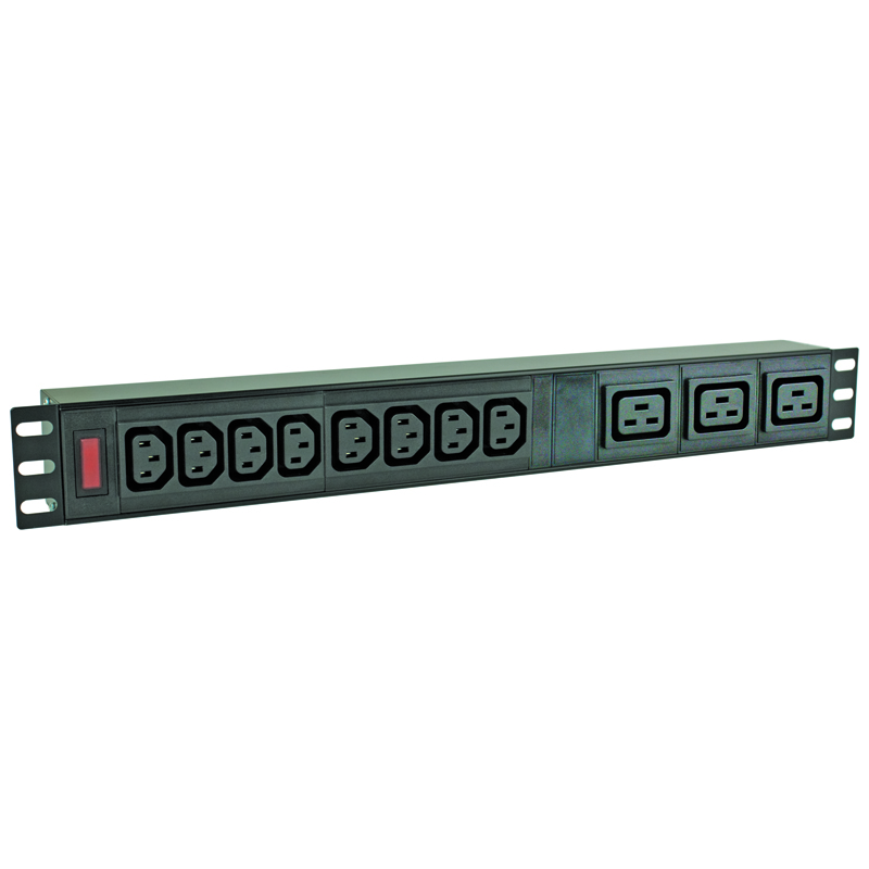 UK/IEC Neon Indicated Combination 19" Horizontal Rack Mount - 8xC13/3xC19 - RPP