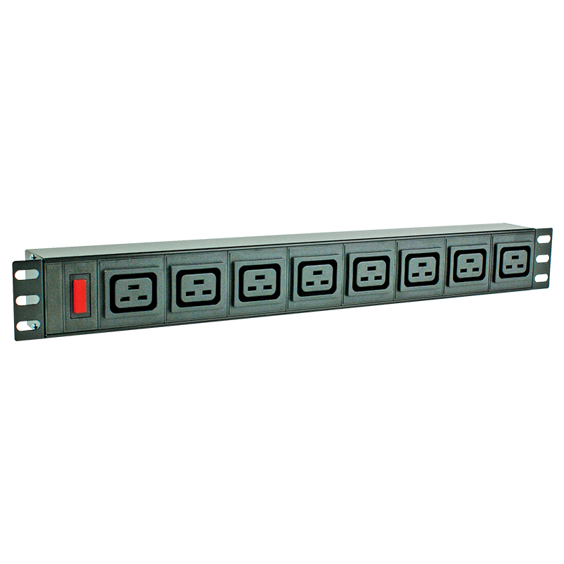 IEC C19 Neon Indicated 19" Horizontal Rack Mount - 8 Way - RPP